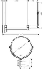 Hansgrohe AddStoris - Kosmetické zrcadlo Ø188mm, bílá matná 41791700