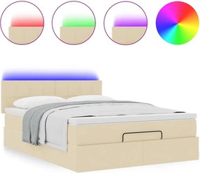 Osmanská postel s matrací &amp; LEDs Cream 140x190 cm Látka 3312310