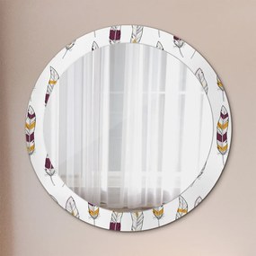 Kulaté dekorativní zrcadlo Peří fi 80 cm