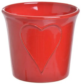 keramický obal se srdcem 12,5 x 14 cm - červená