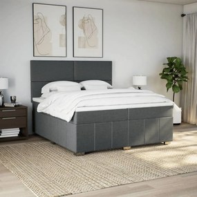 Box spring postel s matrací tmavě šedá 200x200 cm textil 3294069
