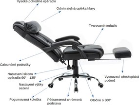 Kancelářské křeslo, ekokůže černá, ARNAUD 2 NEW