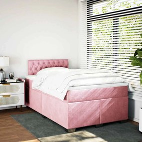 Box spring postel s matrací růžová 120x190 cm samet 3288569