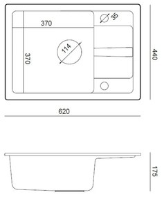 Černý kuchyňský granitový dřez QUADRON GO- SMART + CELOČERNÁ BATERIE