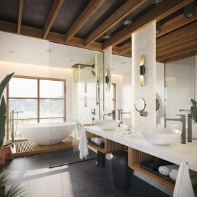 Hansgrohe AddStoris, kosmetické zrcadlo Ø188 mm, kartáčovaný černý chrom, HAN-41791340