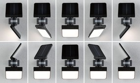 P 94609 Solární LED osvětlení zdí Lesla pohybové čidlo (IR) IP65 hranaté 150x130mm 3000K 12,5W antracit umělá hmota - PAULMANN