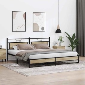 Kovový rám postele bez matrace dub sonoma 200 x 200 cm 3325123
