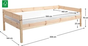 Postel s roštem, 140x200, smrk, BENY Kondela 0000403429