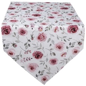 Bavlněný běhoun na stůl s růžemi Rustic Rose – 50x160 cm