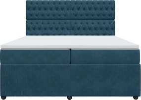 Box spring postel s matrací tmavě modrá 200x200 cm samet 3292440