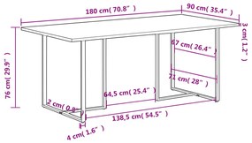 vidaXL Marketos Jídelní stůl 180 cm hrubé mangovníkové dřevo