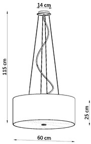 Závěsné svítidlo Otto, 1x černé textilní stínítko, (bílé sklo), (fi 60 cm)
