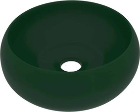 Luxusní umyvadlo kulaté matné tmavě zelené 40 x 15 cm keramické 147003