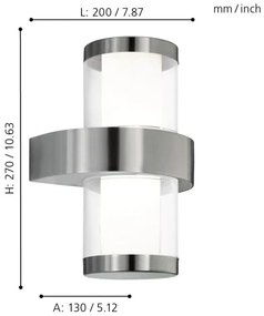 Eglo 94799 - Venkovní nástěnné svítidlo BEVERLY 1 2xLED/3,7W/230V IP44