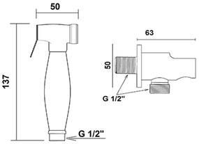 SAPHO Podomítková bidetová baterie se Stop sprškou, Retro, bronz KI41B-01