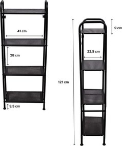 Erga Miki, 4-policový regál 420x220x1065mm, černá matná, ERG-YKA-P.MIKI-4