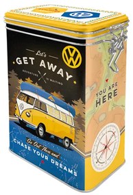 Postershop Plechová dóza s klipem - VW Let's Get Away 1,3l