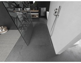 Mexen Kioto, sprchová zástěna Walk-In 130 x 200 cm, 8mm čiré sklo bílý vzor, ​​broušená ocel profil, 800-130-002-97-85