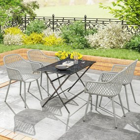 Outsunny sada 4 venkovních židlí – diamantové opěradlo, UV-odolný PP, kovové nohy, šedá