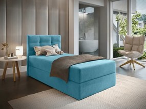 Čalouněná postel boxspring GLORIEN VELVET 100x200 cm modrá Matrace: Matrace Bonell pružinová