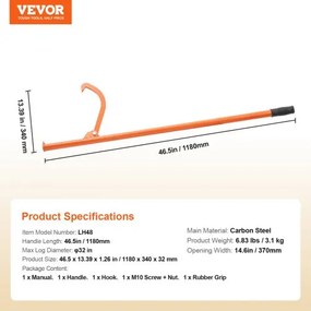 Nástroj Cant Hook Nářadí 118,1 cm Zesílené provedení Ocelový válec na klády Lesnické