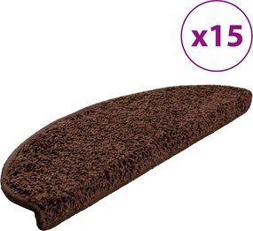 Schodové rohože 15 ks 65 x 21 x 4 cm hnědé, půlkulaté, velké 133903