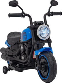 Ramiz Elektrická motorka Chopper FASTER na baterie pro děti modrá + FM rádio + audio panel + LED