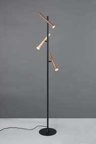 Černá LED stojací lampa s kovovým stínidlem (výška 150 cm) Fiato – Trio