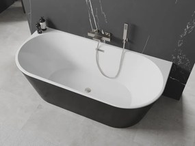 Mexen Oval, volně stojící nástěnná vana 180 x 80 cm, bílá-černá, broušená ocel přepad, 52671808075-97