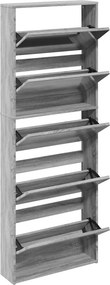 Botník se zrcadlem 5patrový šedý sonoma 63 x 17 x 169,5 cm 3228284