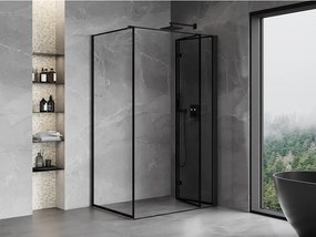 Mexen Mist-F T, 1-křídlý ​​skládací sprchový kout pravý 110 x 100 cm, čiré sklo-černý rám, 8A6T-110-100-70-70-P