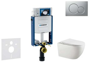 Geberit Kombifix - Set předstěnové instalace, klozetu Gaia a sedátka softclose, tlačítko Sigma01, lakovaný matný chrom SANI15CA1125