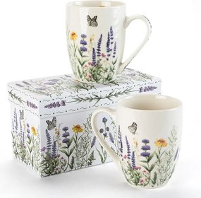 Sada porcelánových hrnků LEVANDULE A MOTÝLI v dárkové krabičc 350 ml 2 ks