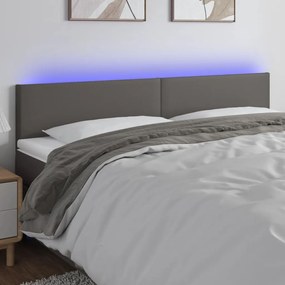 Čelo postele s LED šedé 200x5x78/88 cm umělá kůže