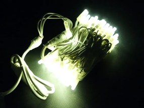 LED osvětlení venkovní - klasická, tep. bílá, 10 m, bílý kabel