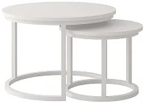TRENTO - Konferenční stolek sada 2kusy lamino BÍLÁ/ noha kov BÍLÝ