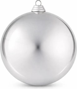 Velká vánoční koule 20 cm, stříbrná, lesklá, UV