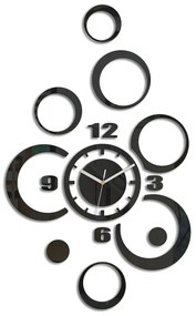 M.Clock Nástěnné hodiny lesklé černé 80x50cm