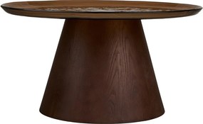 Tmavě hnědý kulatý konferenční stolek se skleněnou deskou ø 80 cm Orvieto – House Nordic