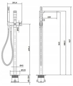 Cersanit Inverto - volně stojící vanová baterie, zlatá, S951-286