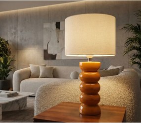 Keramická stolní lampa v hořčicové barvě/bílá s textilním stínidlem (výška 46 cm) Torr – Mauro Ferretti