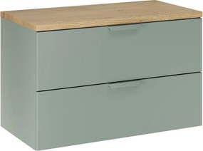 Závěsná skříňka pod umyvadlo Aster s deskou 80 cm zelená/dub cremona