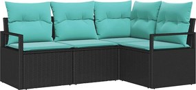 Set pohovek 4 ks Černá polyratan 3346366