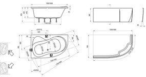 Ravak C571000000 - Rohová vana ROSA 160x95 cm akrylát/bílá