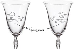 Dekorant svatby Svatební skleničky na bílé víno PTÁCI 250 ml 2KS