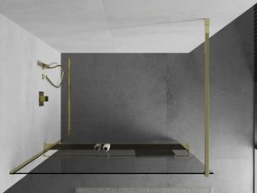 Mexen Kioto+ sprchová stěna s policí Walk-in 100 x 200 cm, transparentní, zlatá - 800-100-121-50-00