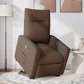 Zvedací polohovací křeslo hnědé textil 3324055