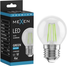 Mexen Vintis, LED filamentová žárovka E27, G45, 4W, zelená, čirá, L156-E27-04XX-46