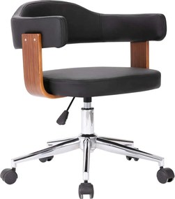 vidaXL Otočná kancelářská židle ohýbané dřevo a textil [3054840] Barva: černá a tmavě hnědá