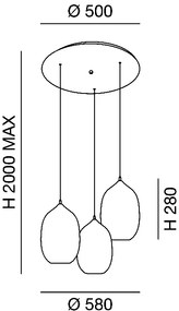 Fabas 3519-47-126 Infinity, černé závěsné svítidlo kov/kouřové sklo, 3xE27, průměr 58cm